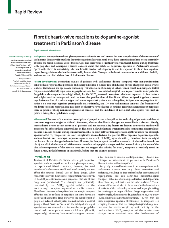 (PDF) Fibrotic heart-valve reactions to dopamine-agonist treatment in ...