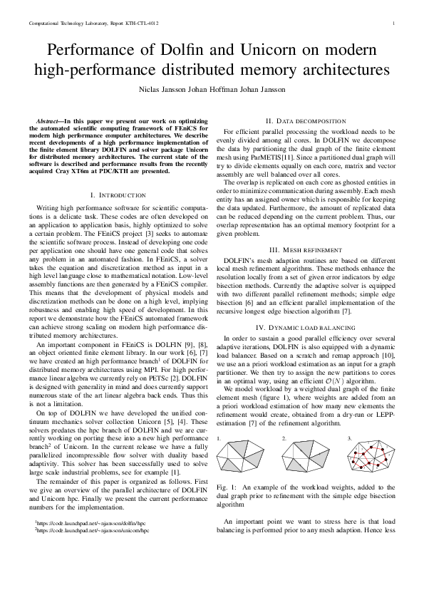 (PDF) Performance of Dolfin and Unicorn on modern high-performance distributed memory ...