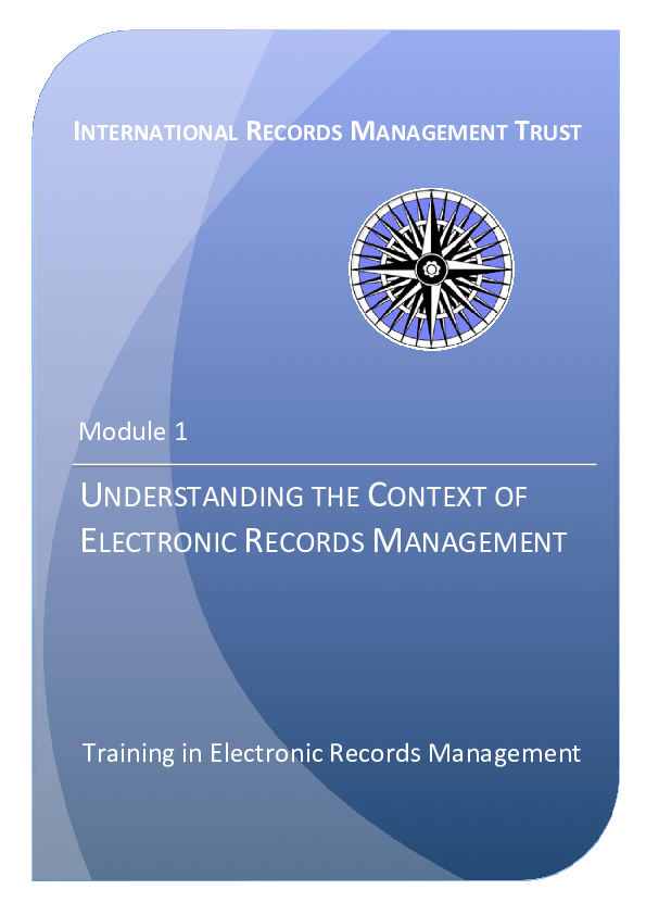 (PDF) UNDERSTANDING THE CONTEXT OF ELECTRONIC RECORDS MANAGEMENT Module ...