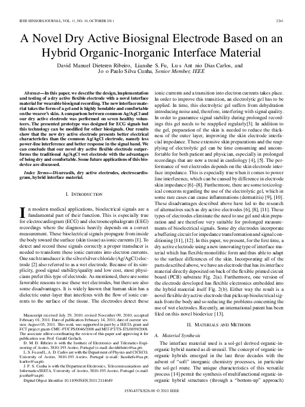 (PDF) A Novel Dry Active Biosignal Electrode Based on an Hybrid Organic ...