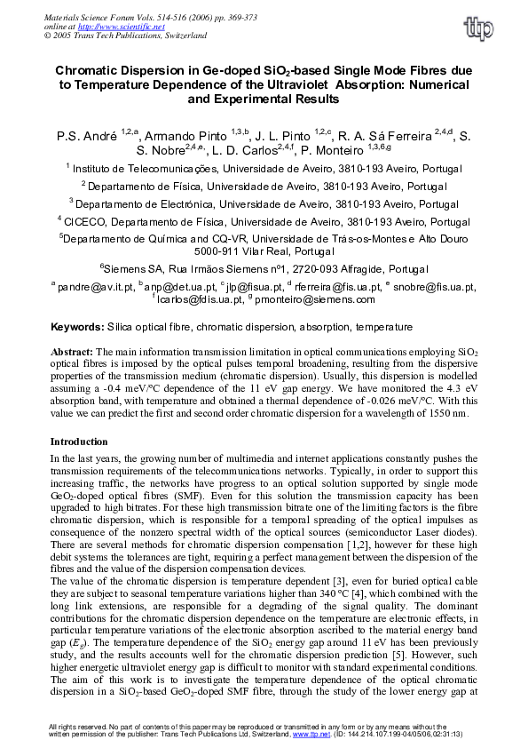 (PDF) Chromatic Dispersion in Ge-Doped SiO 2 -Based Single Mode Fibres ...