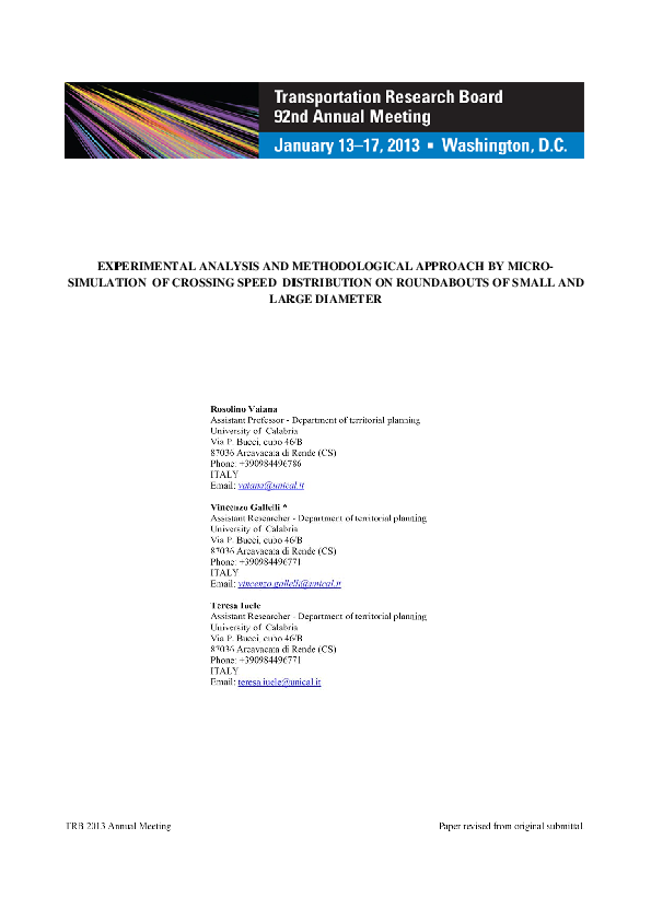 (PDF) Experimental analysis and methodological approach by micro-simulation of crossing speed ...