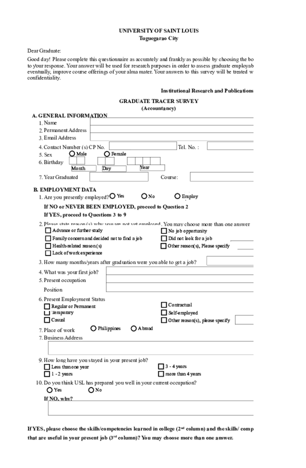 (XLS) Graduate Tracer Study Accountancy