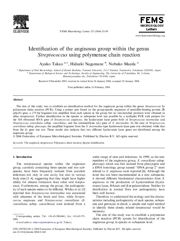 (PDF) Identification of the anginosus group within the genus ...