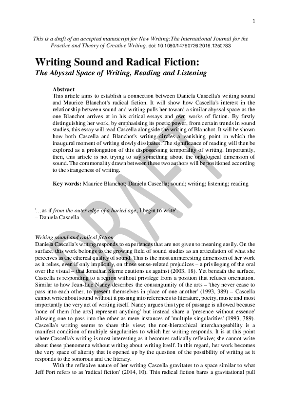 (DOC) Writing Sound and Radical Fiction: The Abyssal Space of Writing ...