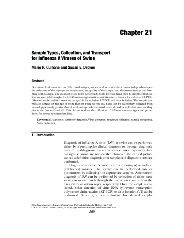 (PDF) Sample types, collection, and transport for influenza A viruses ...