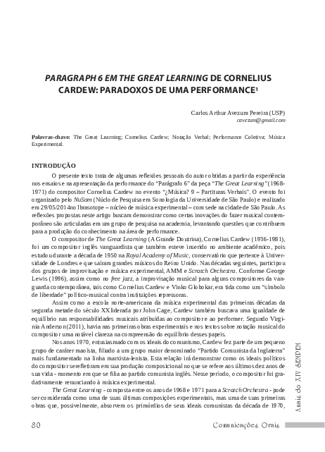 (PDF) Paragraph 6 em The Great Learning de Cornelius Cardew: paradoxos ...