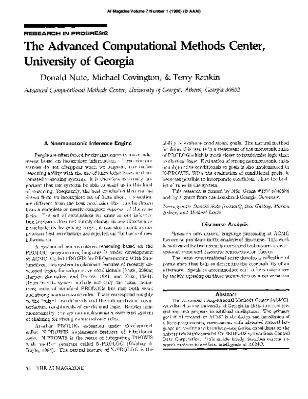 (PDF) Artificial intelligence research at the advanced computational ...