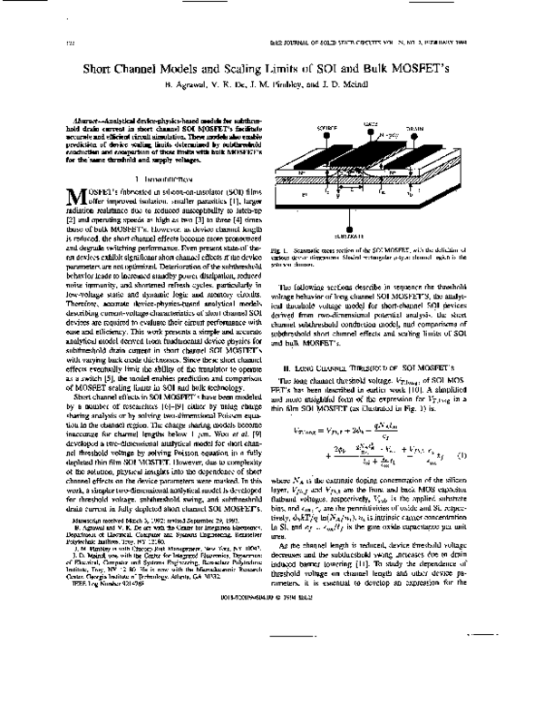 (PDF) Short channel models and scaling limits of SOI and bulk MOSFETs