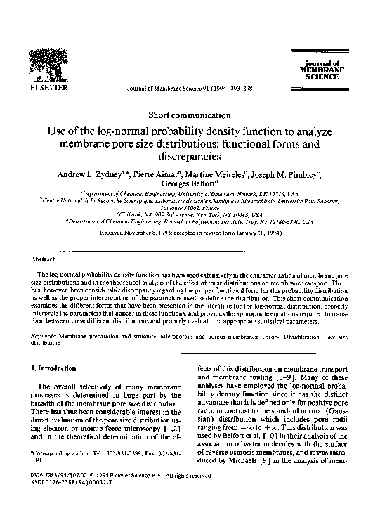 (PDF) Use of the log-normal probability density function to analyze ...