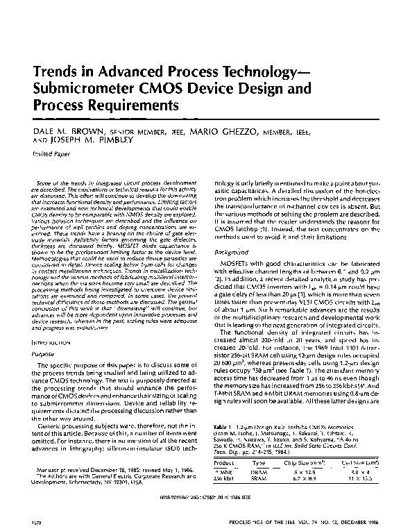 (PDF) Trends in advanced process technology—submicrometer CMOS device ...