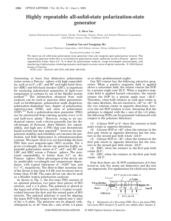 (PDF) Highly repeatable all-solid-state polarization-state generator