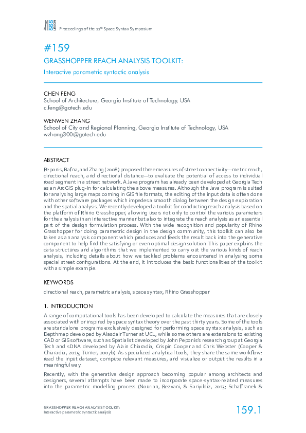 (PDF) Grasshopper reach analysis toolkit: Interactive parametric ...