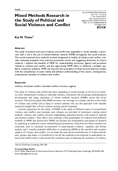 (PDF) Mixed Methods Research in the Study of Political and Social ...