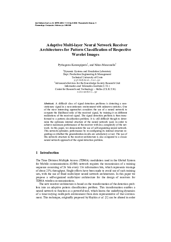 Pdf Adaptive Multi Layer Neural Network Receiver Architectures For