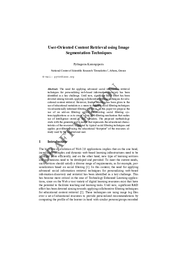 (PDF) User-Oriented Content Retrieval Using Image Segmentation Techniques
