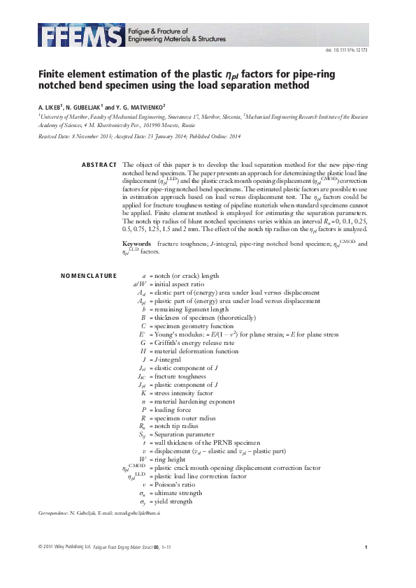 (PDF) Finite element estimation of the plastic η pl factors for pipe ...