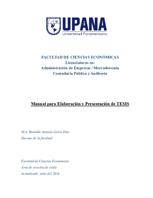 (PDF) Manual para Elaboración y Presentación de TESIS