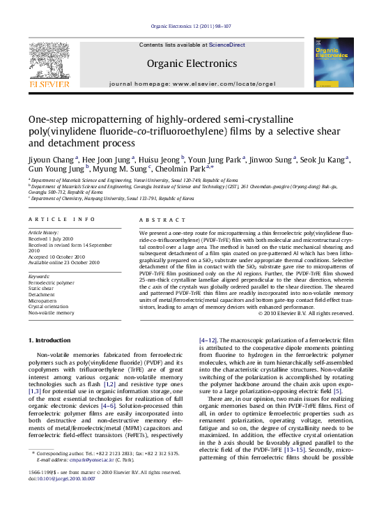 (PDF) One-step micropatterning of highly-ordered semi-crystalline poly ...