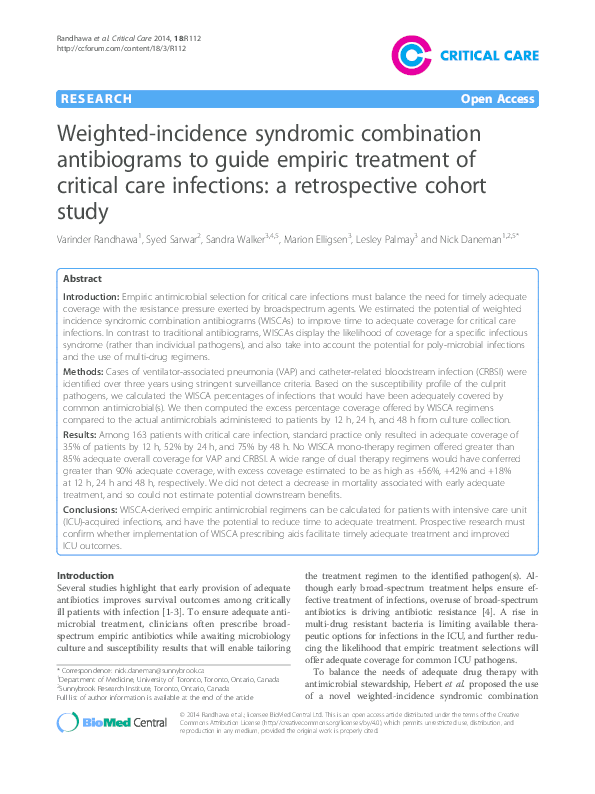 (PDF) Weighted-incidence syndromic combination antibiograms to guide ...