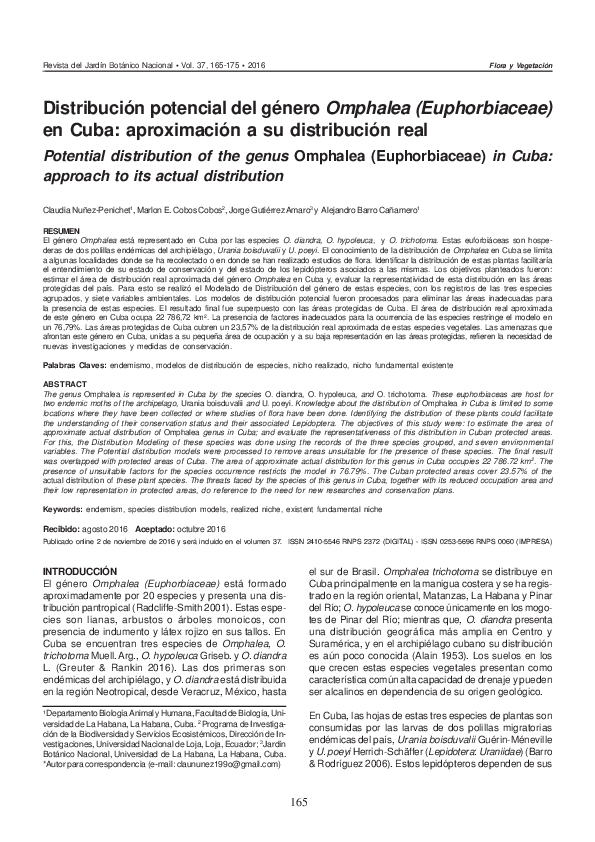 (PDF) Potential distribution of the genus Omphalea (Euphorbiaceae) in ...