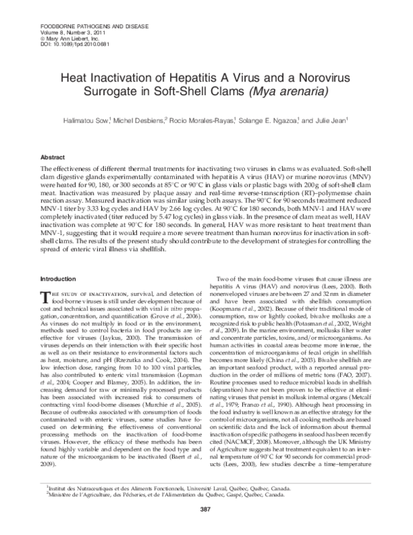 (PDF) Heat Inactivation of Hepatitis A Virus and a Norovirus Surrogate ...