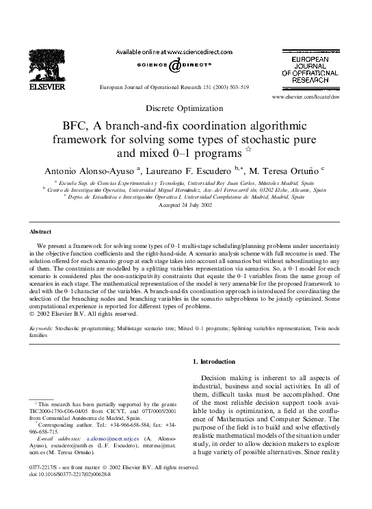 Pdf Bfc A Branch And Fix Coordination Algorithmic Framework For Solving Some Types Of 6988