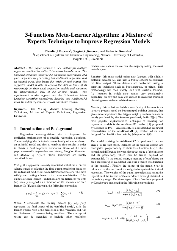 (PDF) 3-Functions Meta-Learner Algorithm: a Mixture of Experts Technique to Improve Regression ...