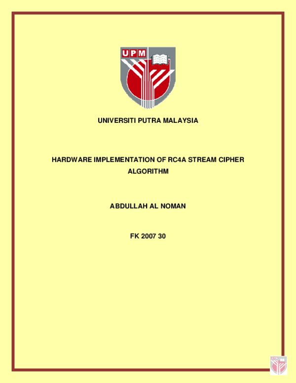 Pdf Hardware Implementation Of Rc4a Stream Cipher Algorithm 3881