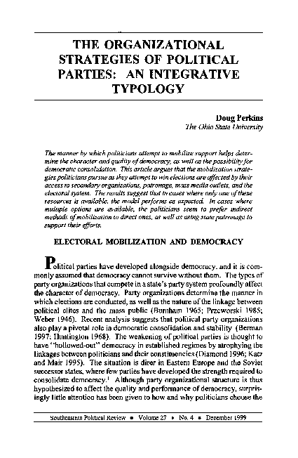 (PDF) The Organizational Strategies of Political Parties: An ...