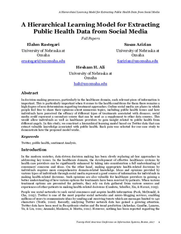 (PDF) A Hierarchical Learning Model for Extracting Public Health Data ...