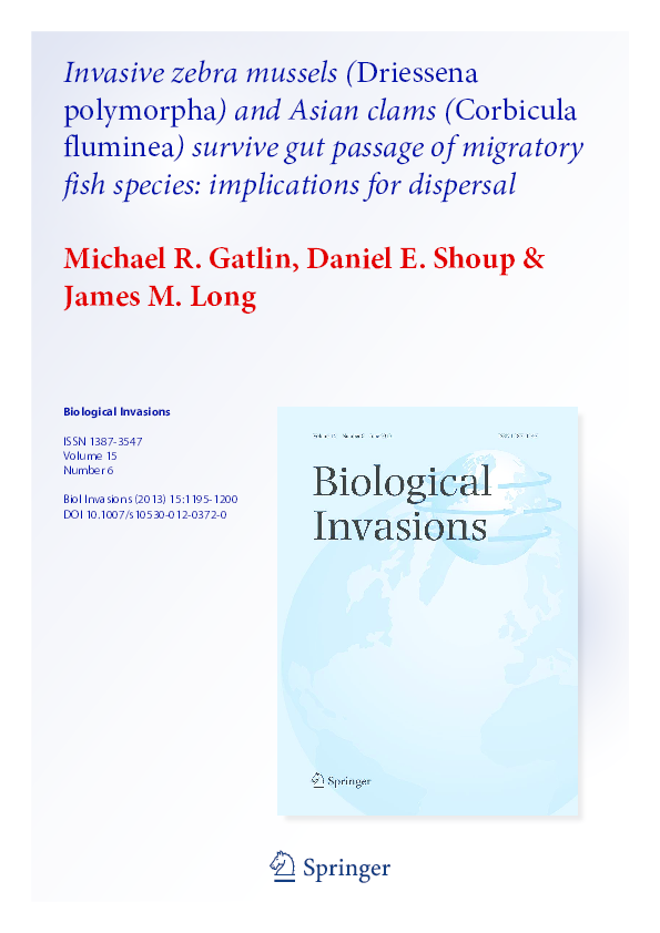 (PDF) Invasive zebra mussels (Driessena polymorpha) and Asian clams ...