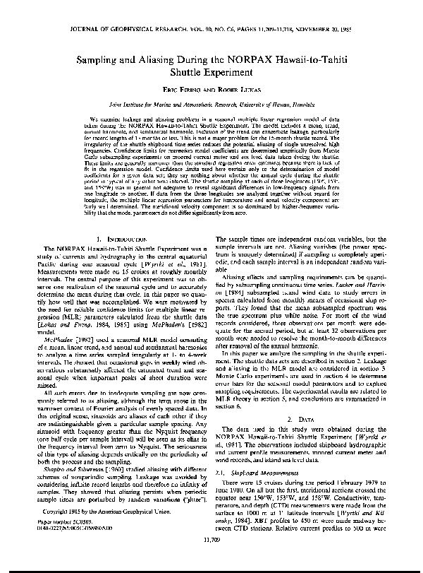 (PDF) Sampling and aliasing during the NORPAX Hawaii-to-Tahiti Shuttle ...