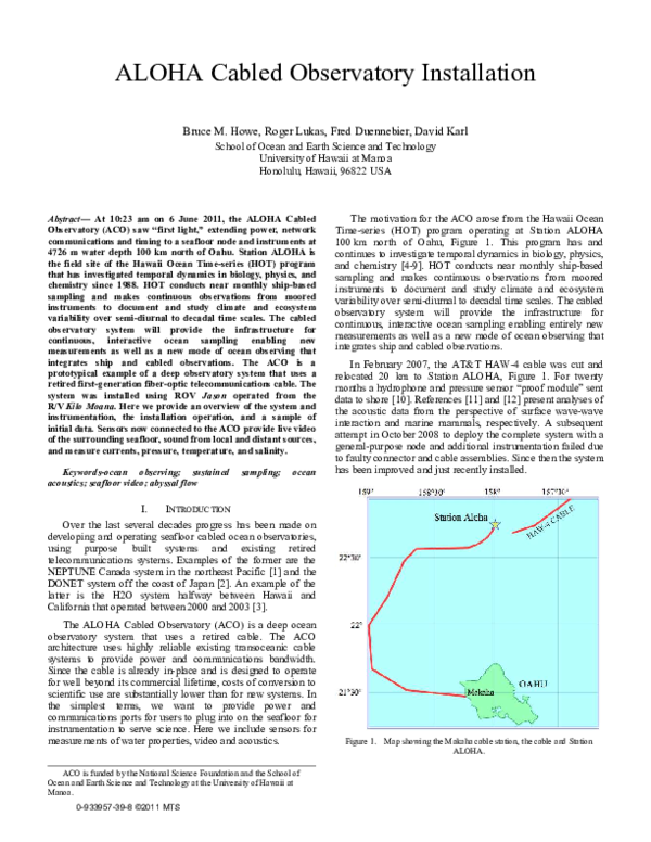 (PDF) ALOHA cabled observatory installation