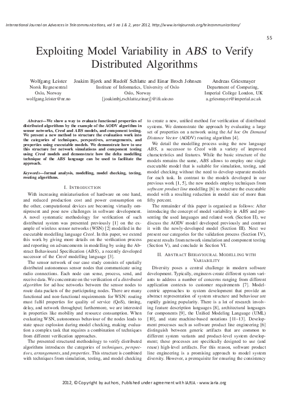 (PDF) Exploiting Model Variability in ABS to Verify Distributed Algorithms