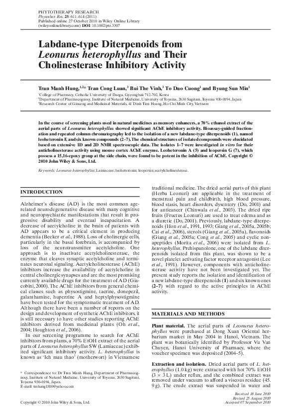 (PDF) Labdane-type diterpenoids from Leonurus heterophyllus and their ...