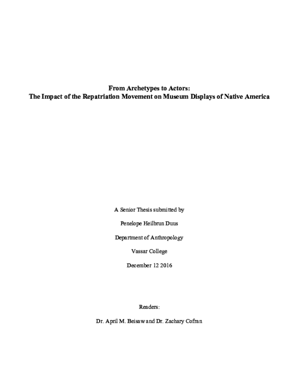 (PDF) From Archetypes to Actors: The Impact of the Repatriation ...