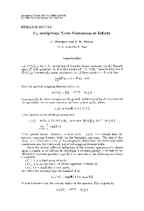 Pdf C0 Semigroups Norm Continuous At Infinity