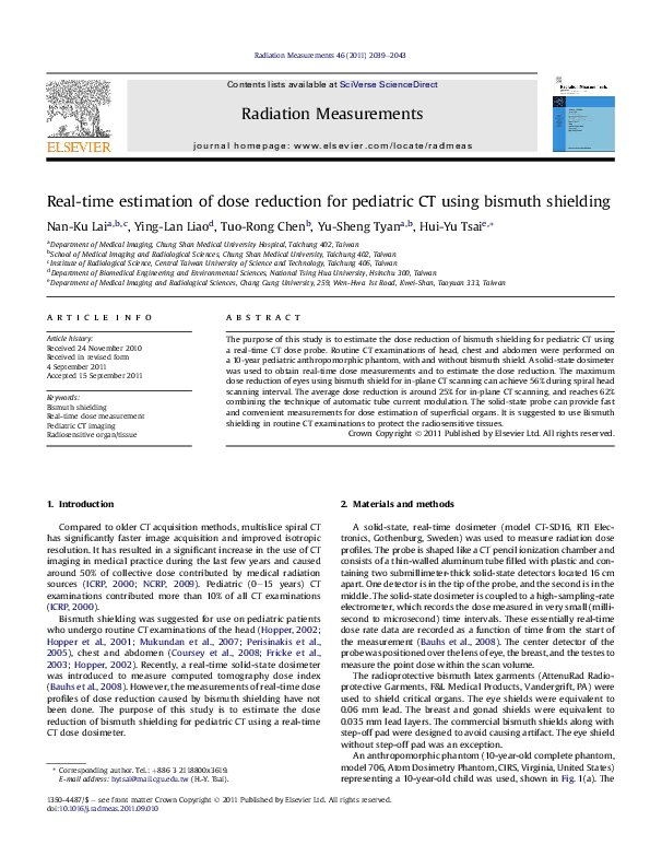 (PDF) Real-time estimation of dose reduction for pediatric CT using ...