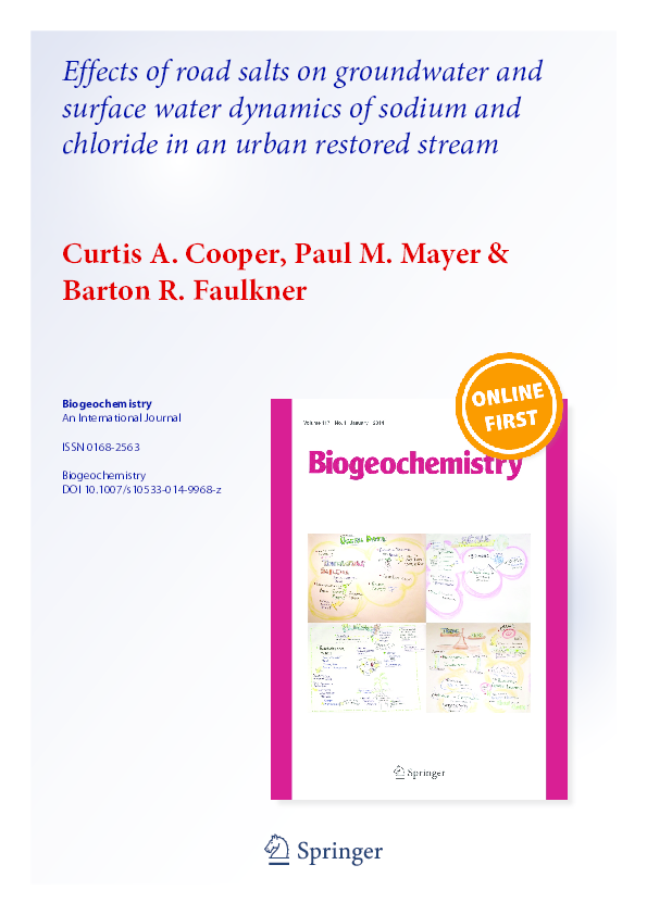 (PDF) Trend Analysis of Road Salt Impacts on Groundwater Salinity at a ...