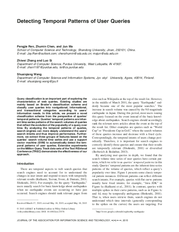 (PDF) Detecting temporal patterns of user queries