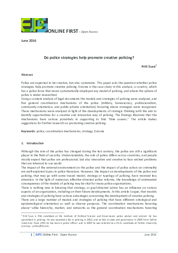 (PDF) Do police strategies help promote creative policing?
