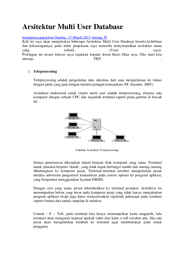 (DOC) Arsitektur Multi User Database