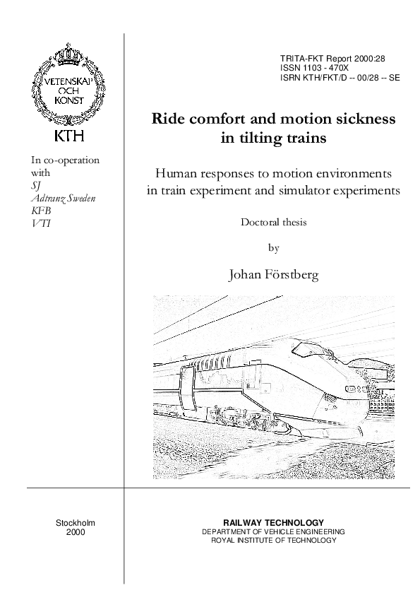(PDF) In co-operation with SJ Adtranz Sweden KFB VTI Ride comfort and ...