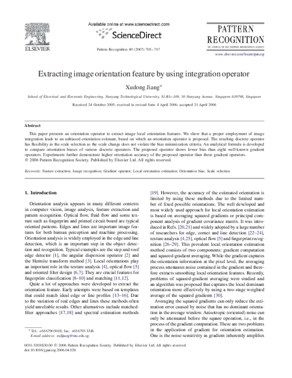 Pdf Extracting Image Orientation Feature By Using Integration Operator
