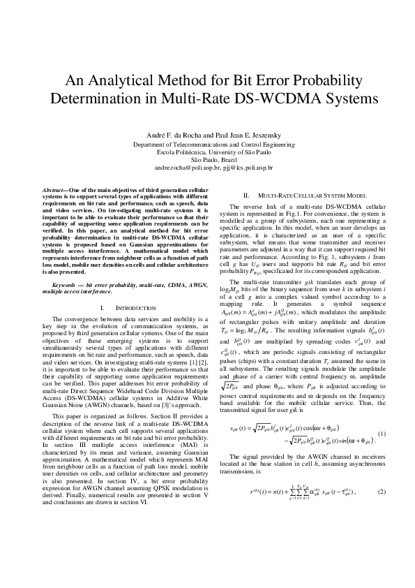 (PDF) An analytical method for bit error probability determination in ...