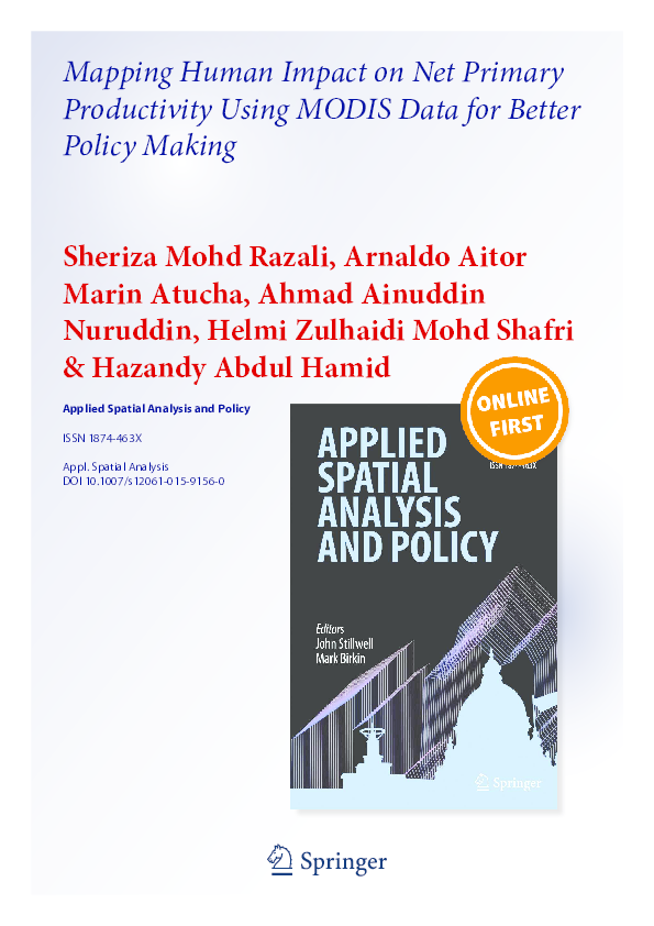 Pdf Applied Spatial Analysis And Policy Mapping Human Impact On Net Primary Productivity Using