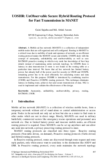 Pdf Uoshr Unobservable Secure Hybrid Routing Protocol For Fast