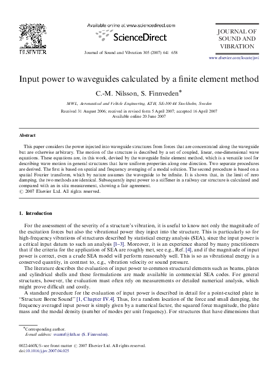 Pdf Input Power To Waveguides Calculated By A Finite Element Method