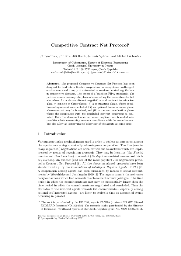 (PDF) Competitive Contract Net Protocol